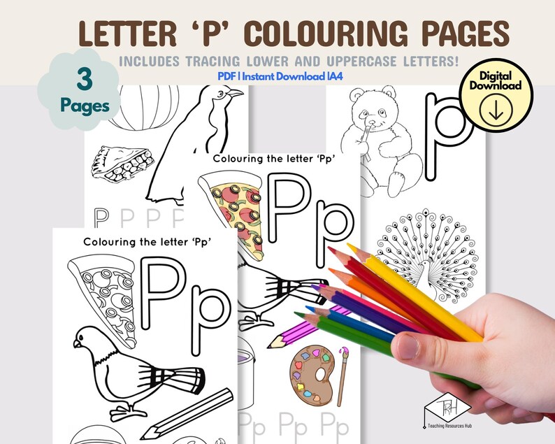 Phonics Alphabet Letter P Colouring Printable Coloring Pages A4 Toddler ...