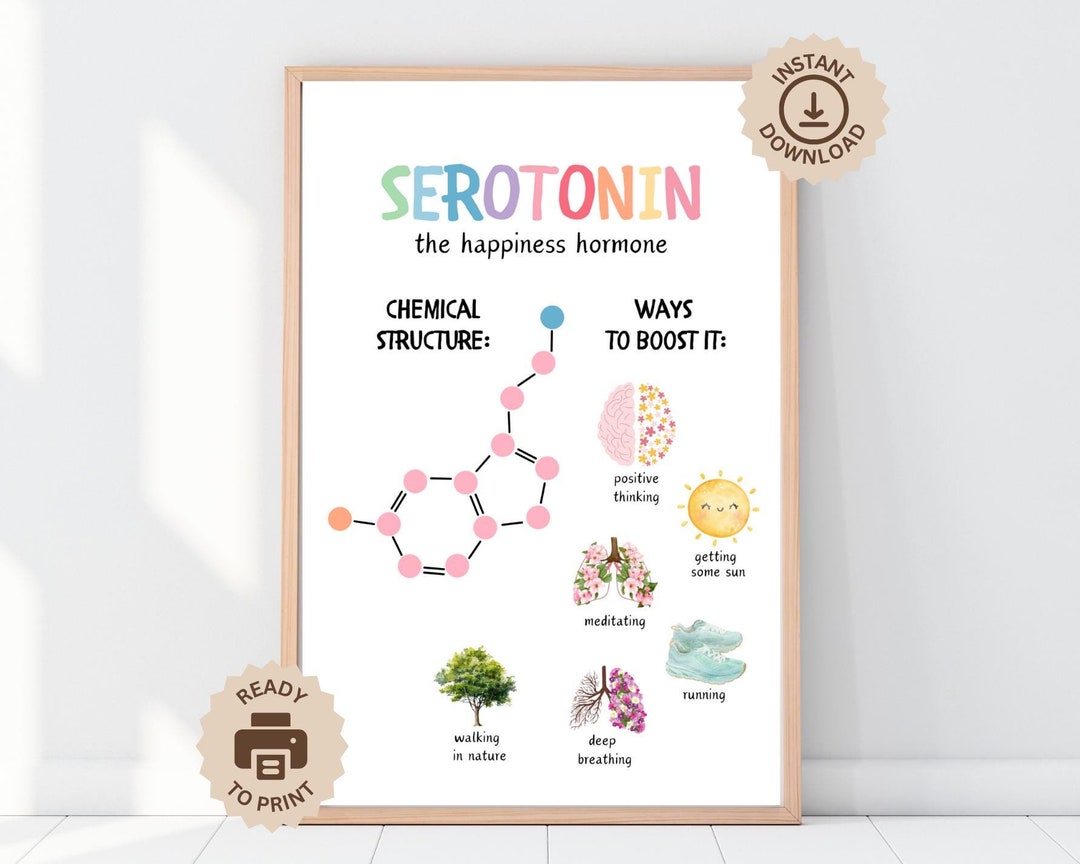 Serotonin Poster, Happy Chemicals Poster, Counselor Office Decor ...