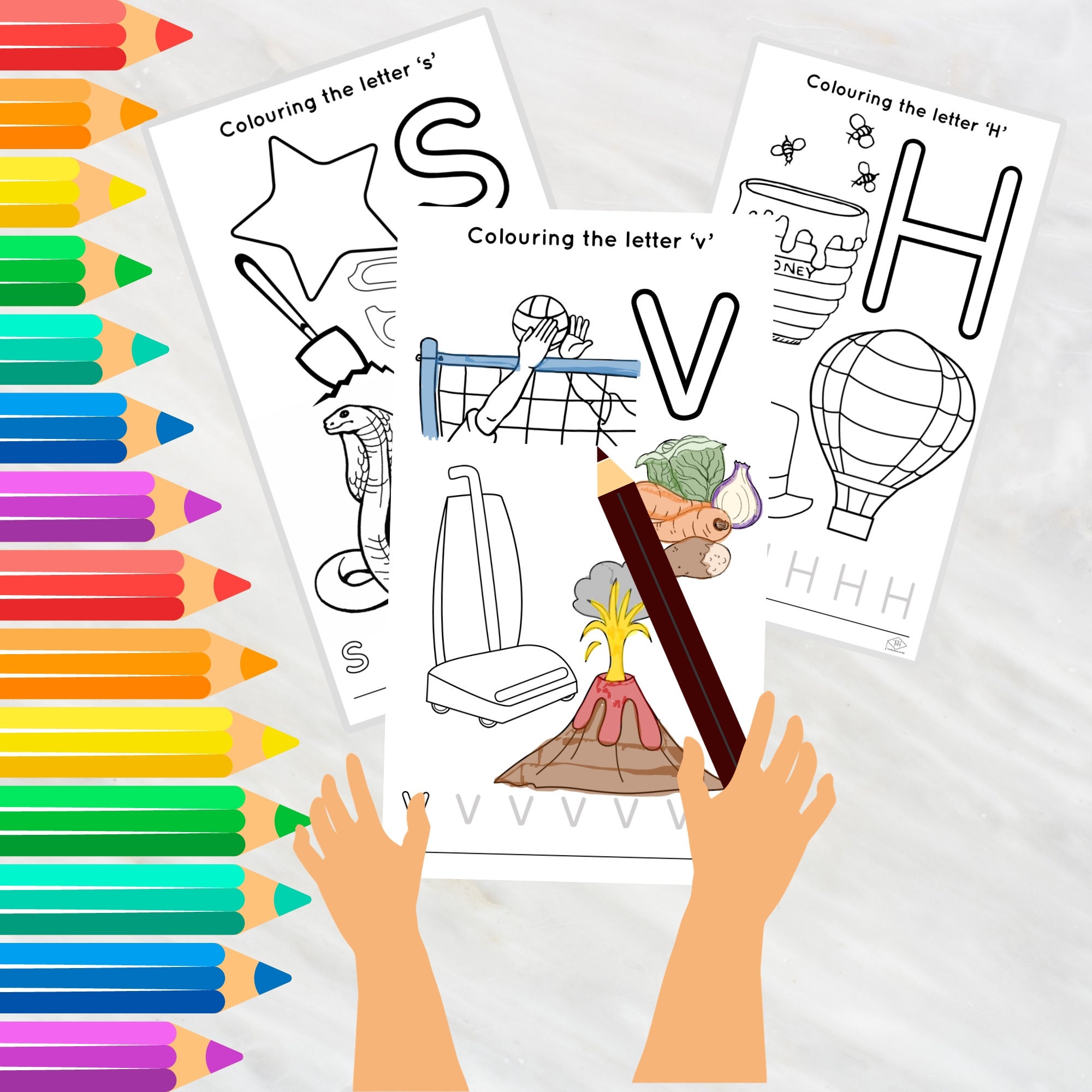 Phonics Alphabet Letter V Colouring Printable Coloring Pages A4 Toddler ...