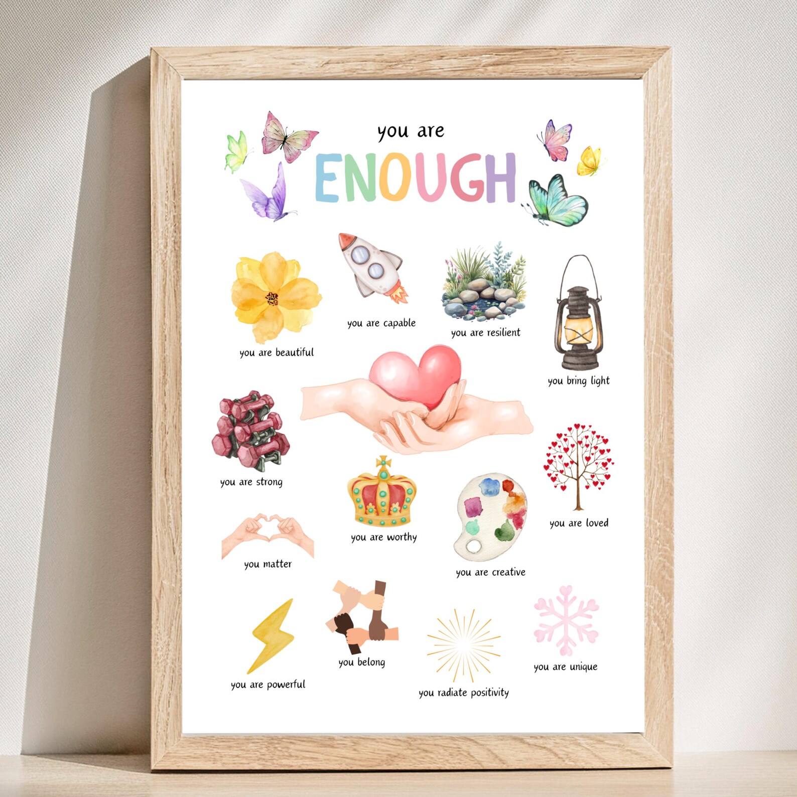 You Are Enough Poster, Therapy Office Counselor Decor, Growth Mindset ...