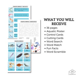Aquatic Animals Learning Pack - Montessori Busy Book, Educational ...