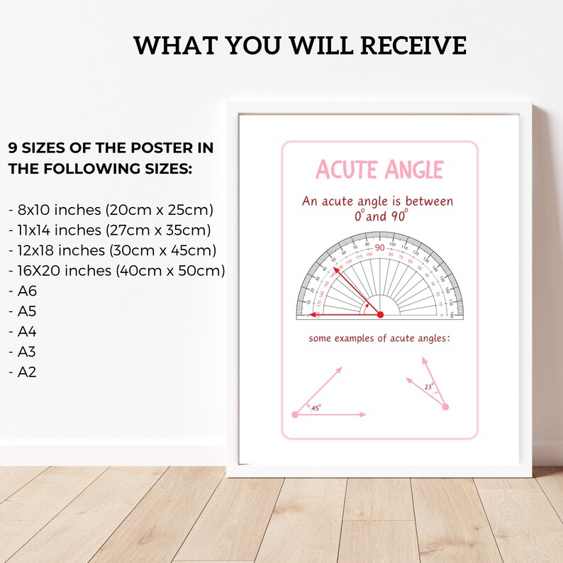 Acute Angle Display Poster, Math Teacher Wall Art Print, Numeracy Print ...