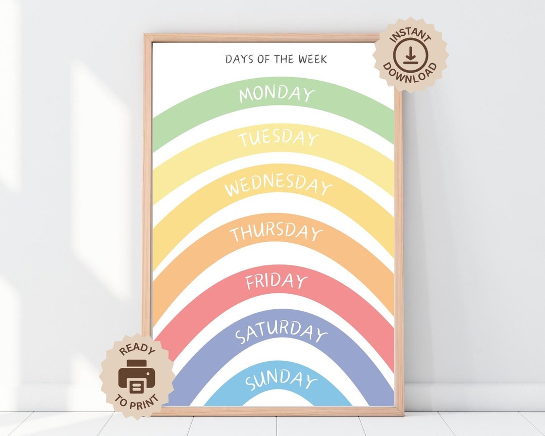 Days of the Week Poster, Printable Educational Playroom Posters ...