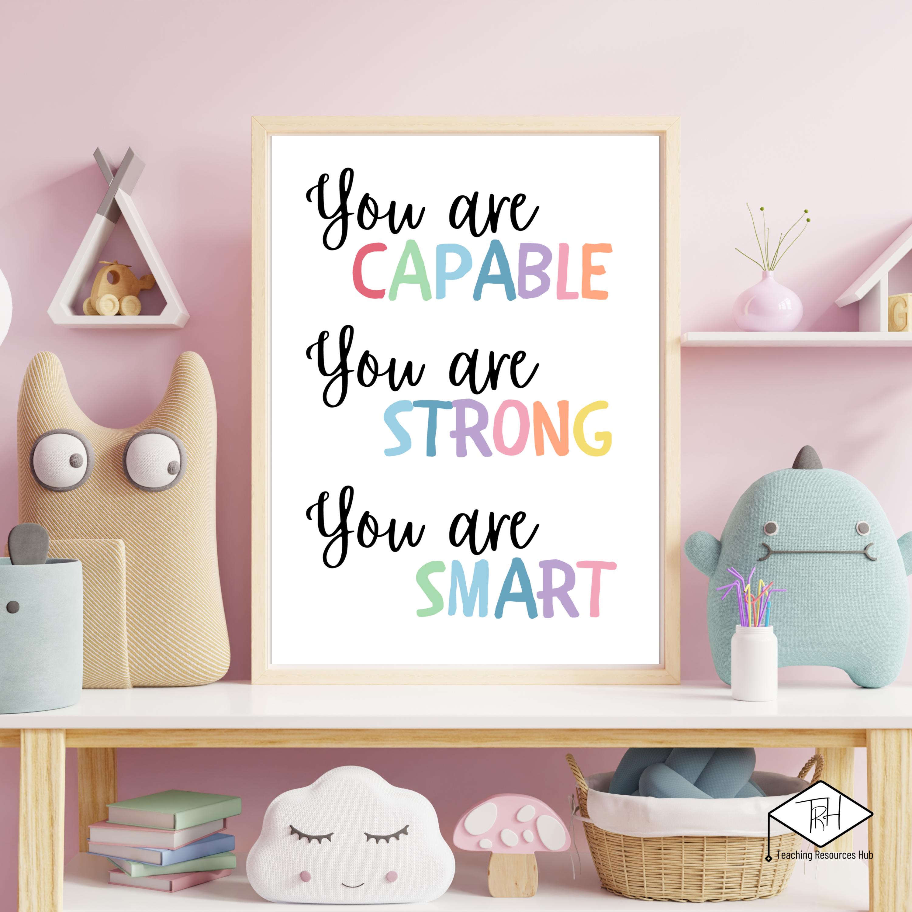 Positive Affirmations Classroom Poster, Growth Mindset, Therapy Office ...