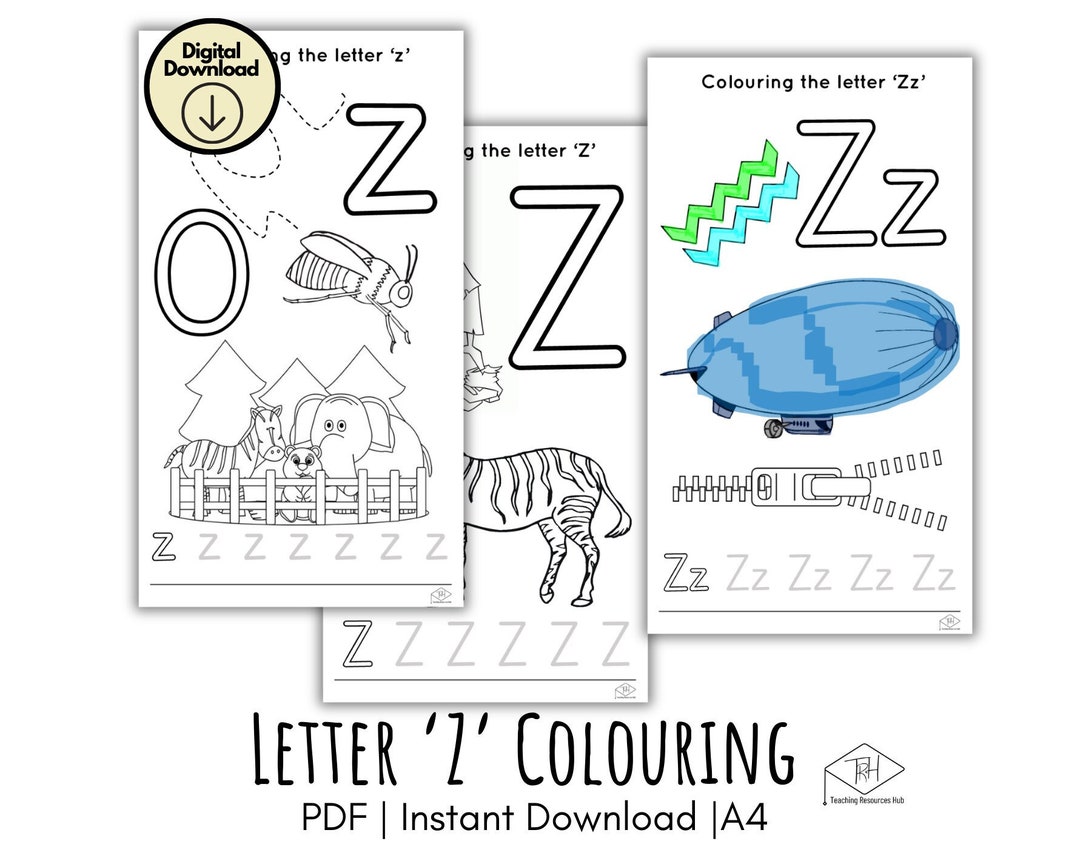 Phonics Alphabet Letter Z Colouring Printable Coloring Pages A4 Toddler ...