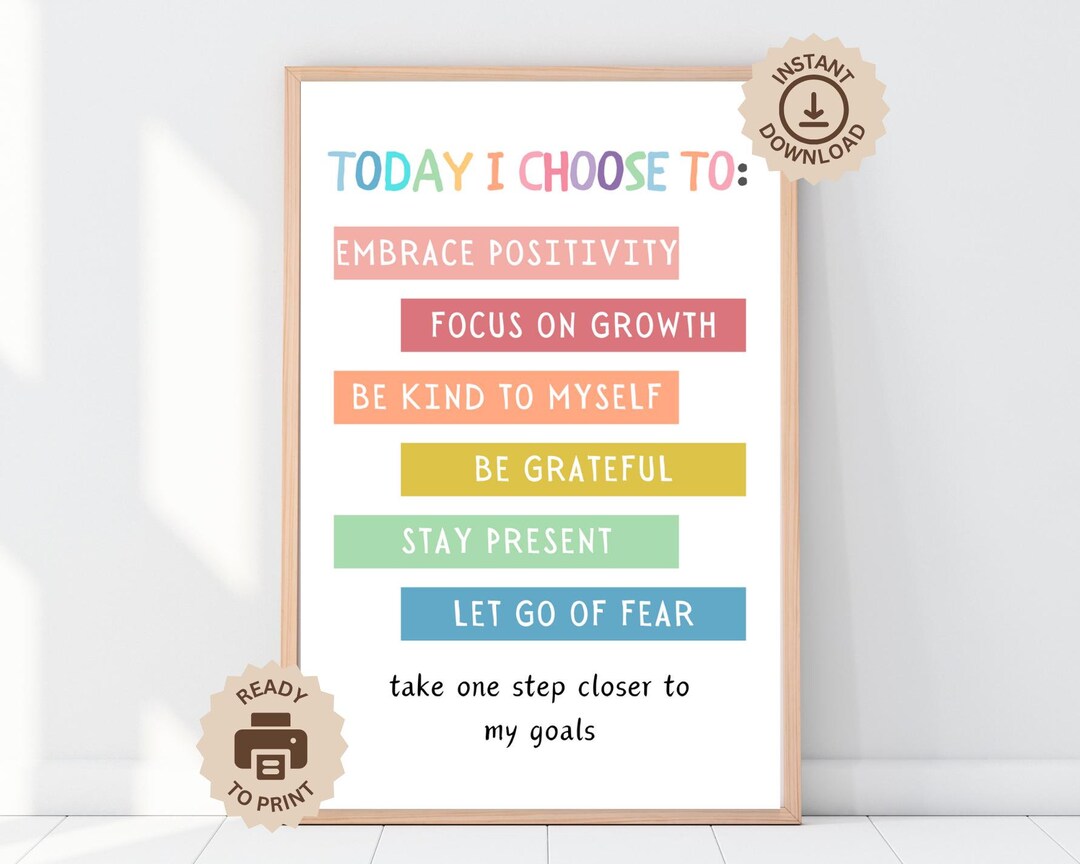 Today I Choose to Poster, Therapy Office Counselor Decor, Growth ...