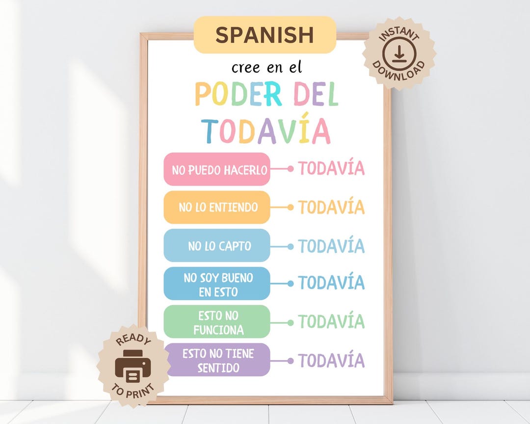 The Power of yet Spanish Growth Mindset Poster, Printable Educational ...