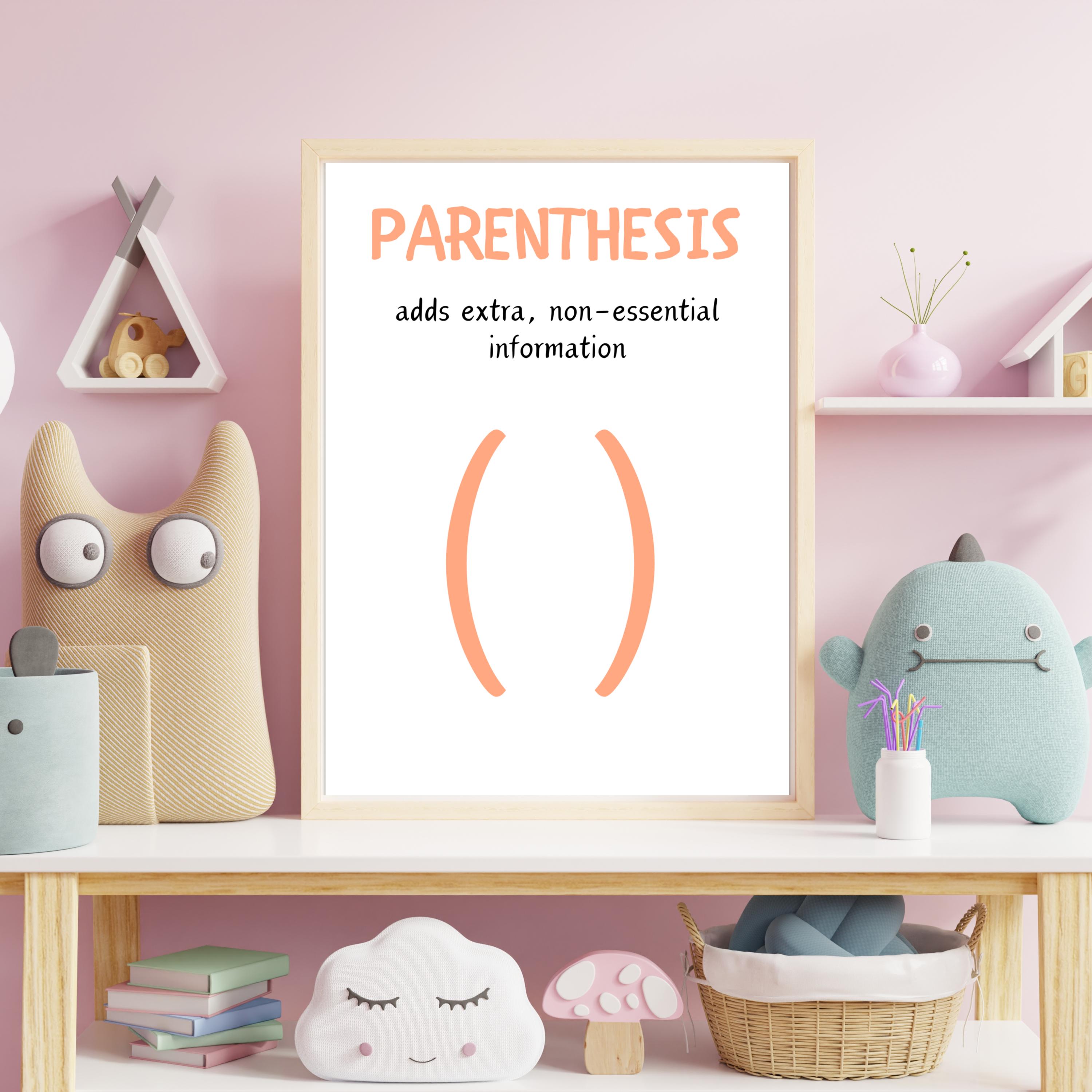 Parenthesis Punctuation Poster, English Classroom Decor, Educational Grammar Punctuation Wall ...