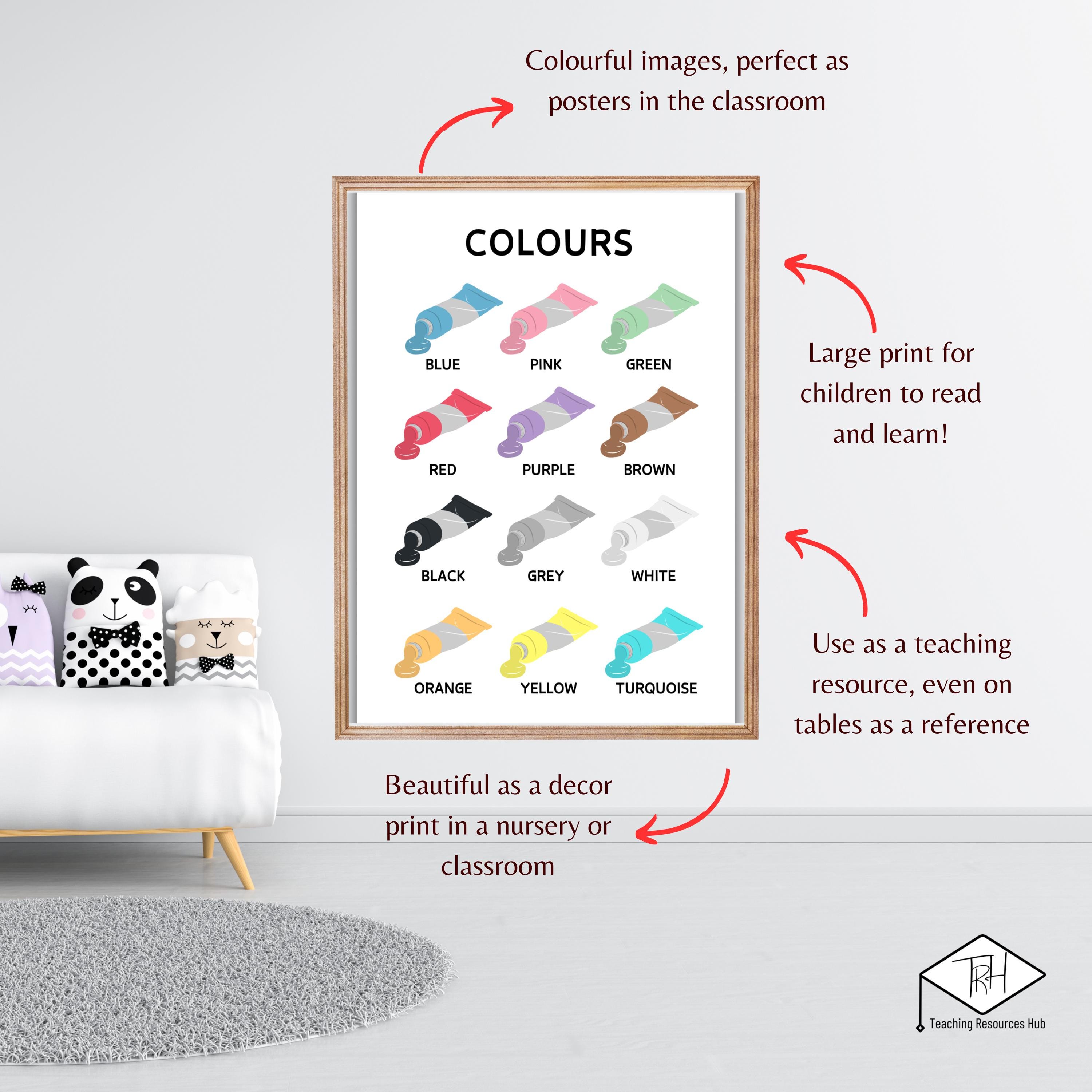 Colours Poster Rainbow, Printable Educational Playroom Posters, Boho ...