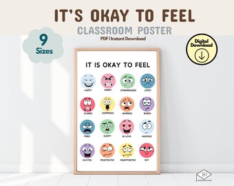It's Okay to Feel, Boho Classroom Decor, Feelings Chart Poster, My ...