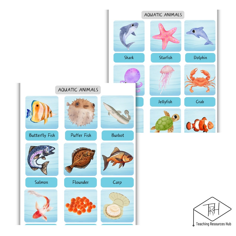 Aquatic Animals Learning Pack - Montessori Busy Book, Educational ...