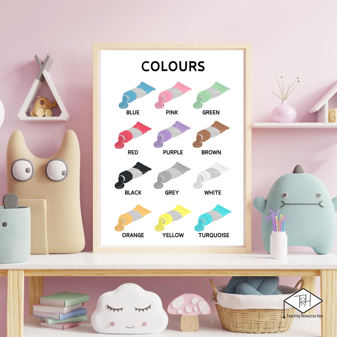 Colours Poster Rainbow, Printable Educational Playroom Posters, Boho ...