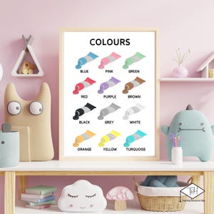 Colours Poster Rainbow, Printable Educational Playroom Posters, Boho ...