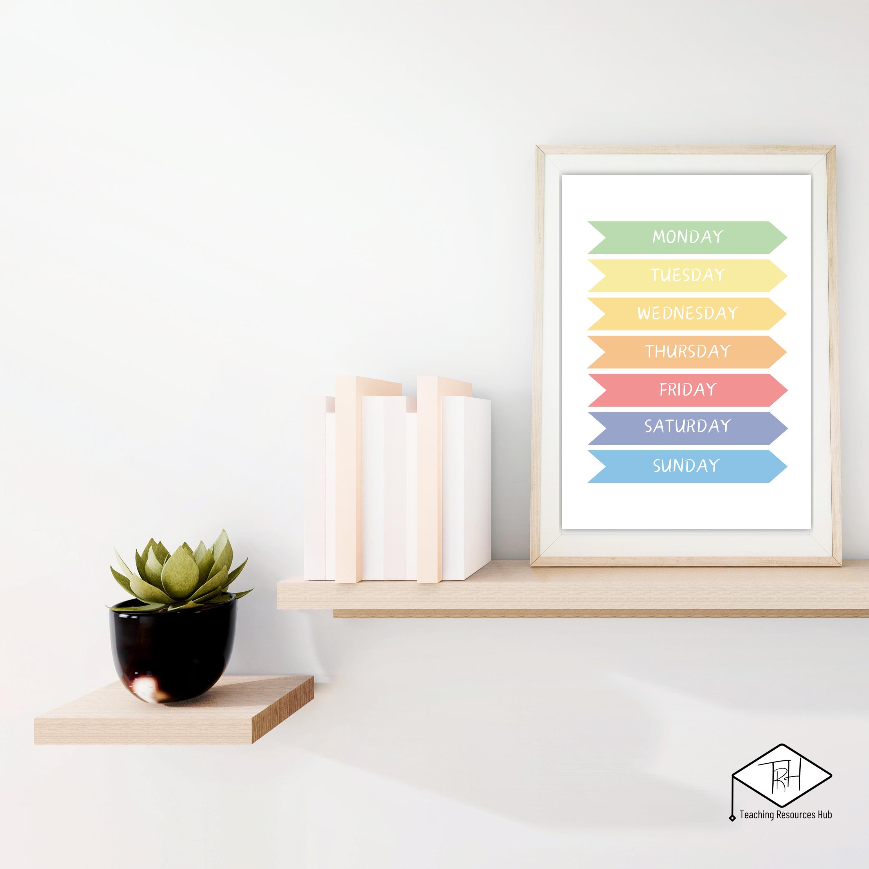 Days of the Week Poster, Printable Educational Playroom Posters, Boho ...