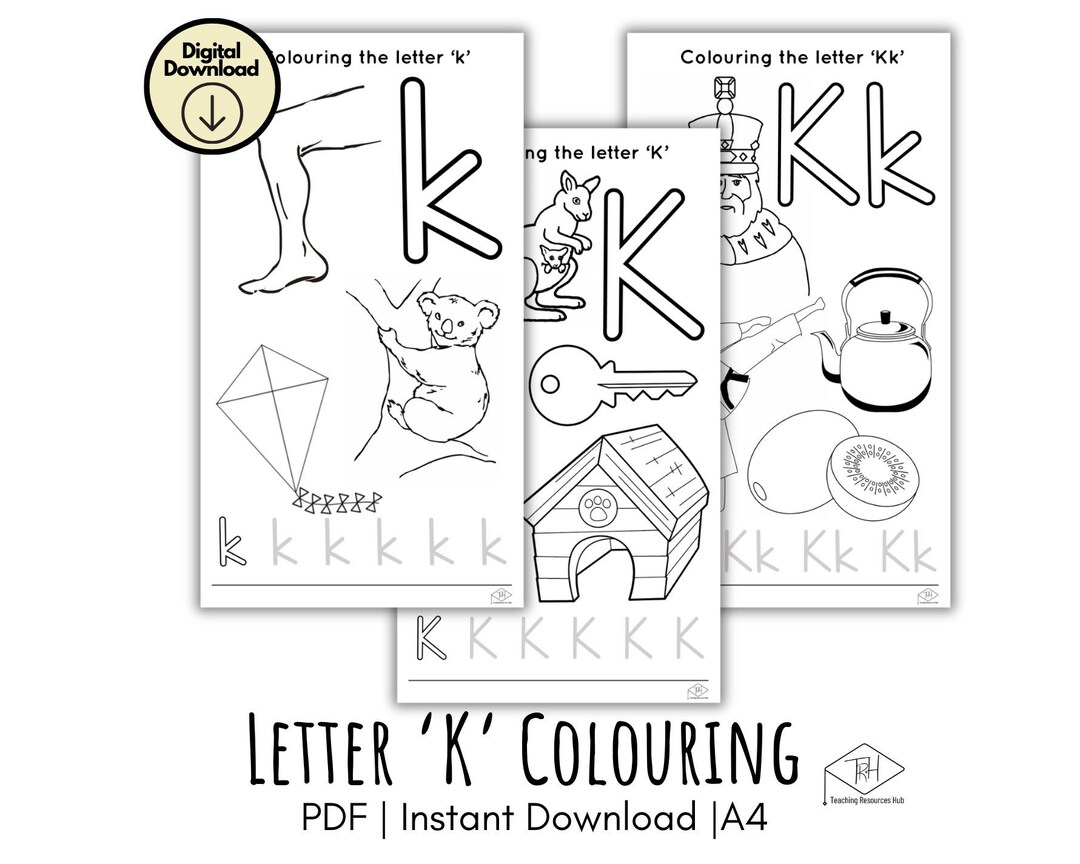 Phonics Alphabet Letter K Colouring Printable Coloring Pages - Etsy