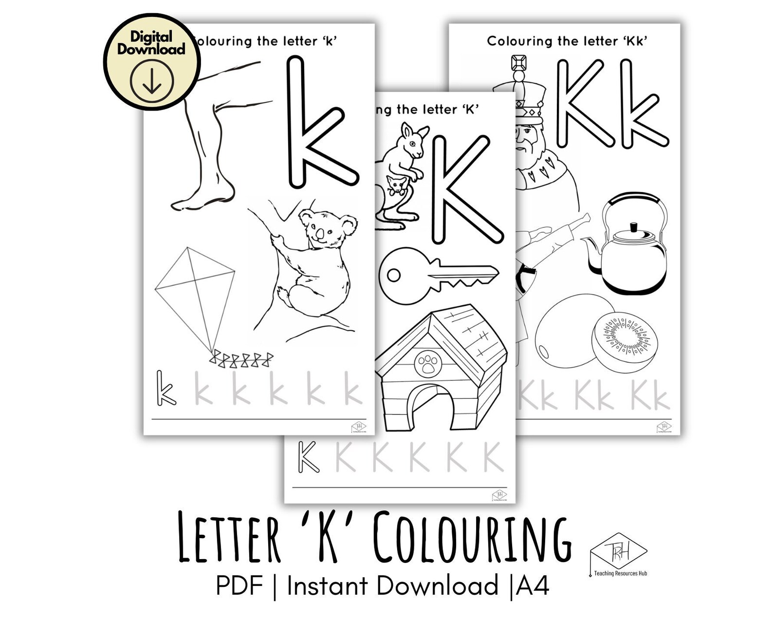 Phonics Alphabet Letter K Colouring Printable Coloring Pages - Etsy