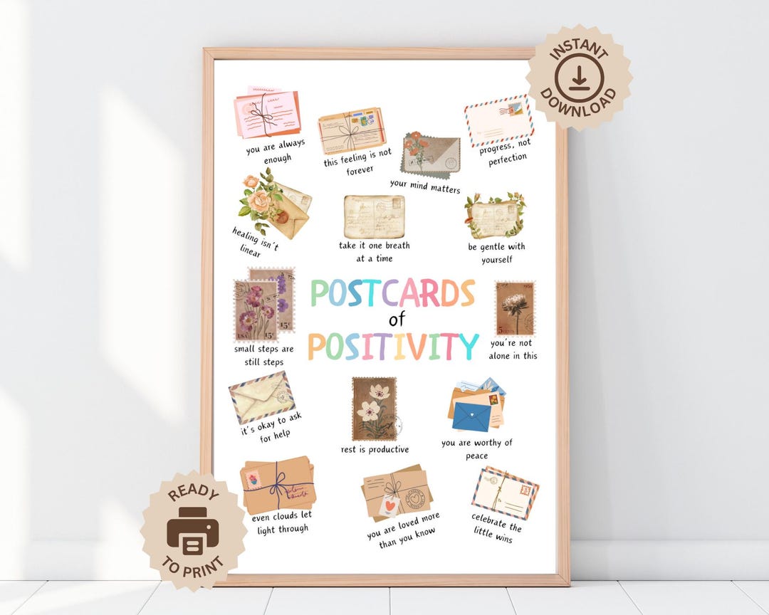 Postcards of Positivity Poster, Therapy Office Counselor Decor, Growth ...
