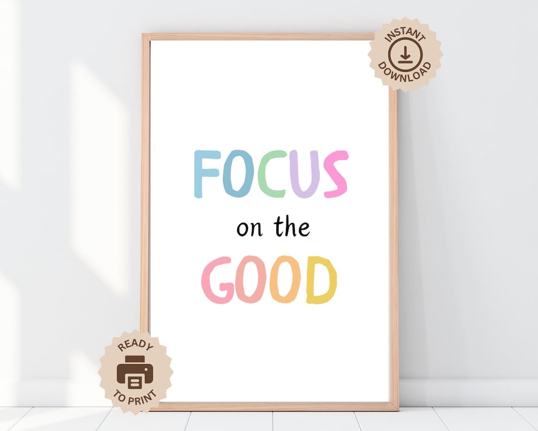 Focus on the Good Poster, Growth Mindset Print, Mental Health Poster ...