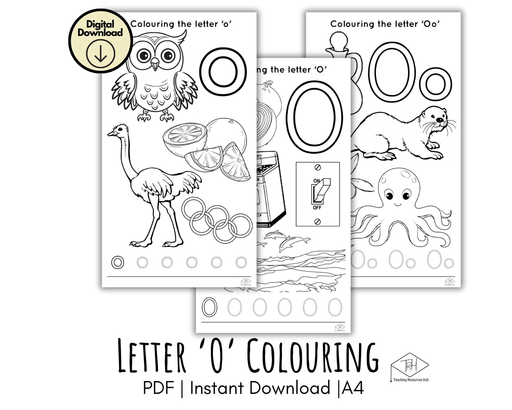 Phonics Alphabet Letter O Colouring Printable Coloring Pages - Etsy