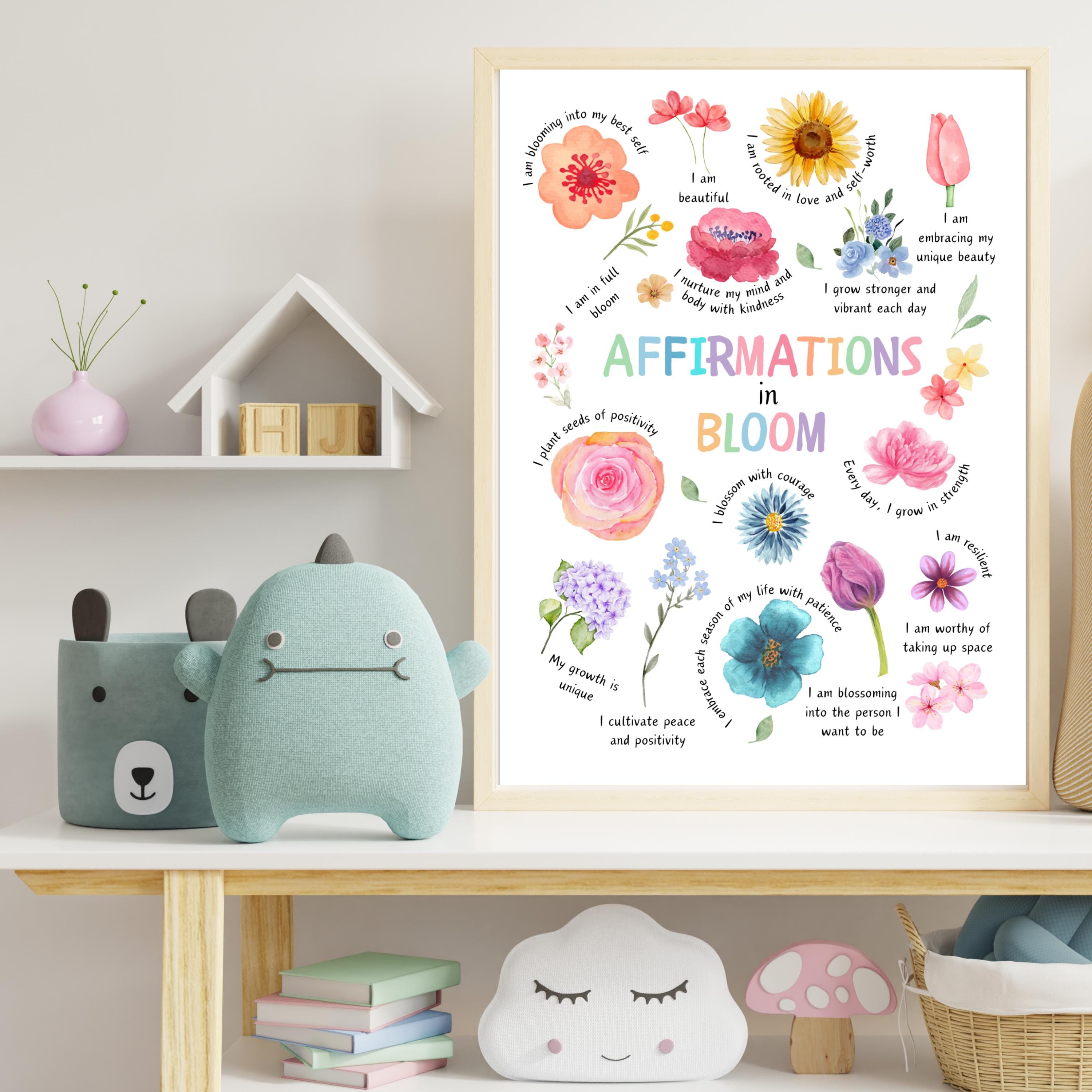 Affirmations in Bloom Poster, Therapy Office Counselor Decor, Growth ...