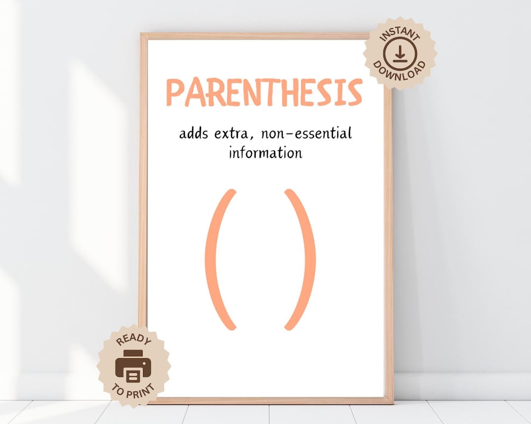 Parenthesis Punctuation Poster, English Classroom Decor, Educational ...