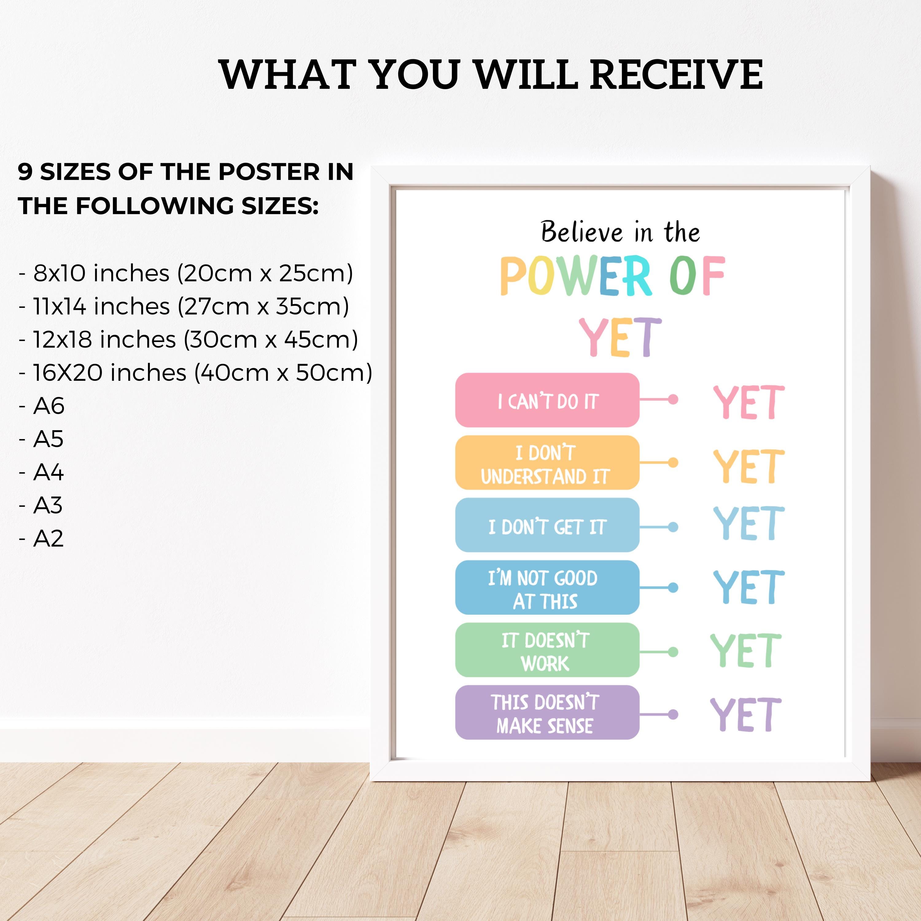 The Power of yet Growth Mindset Poster, Printable Educational Classroom ...