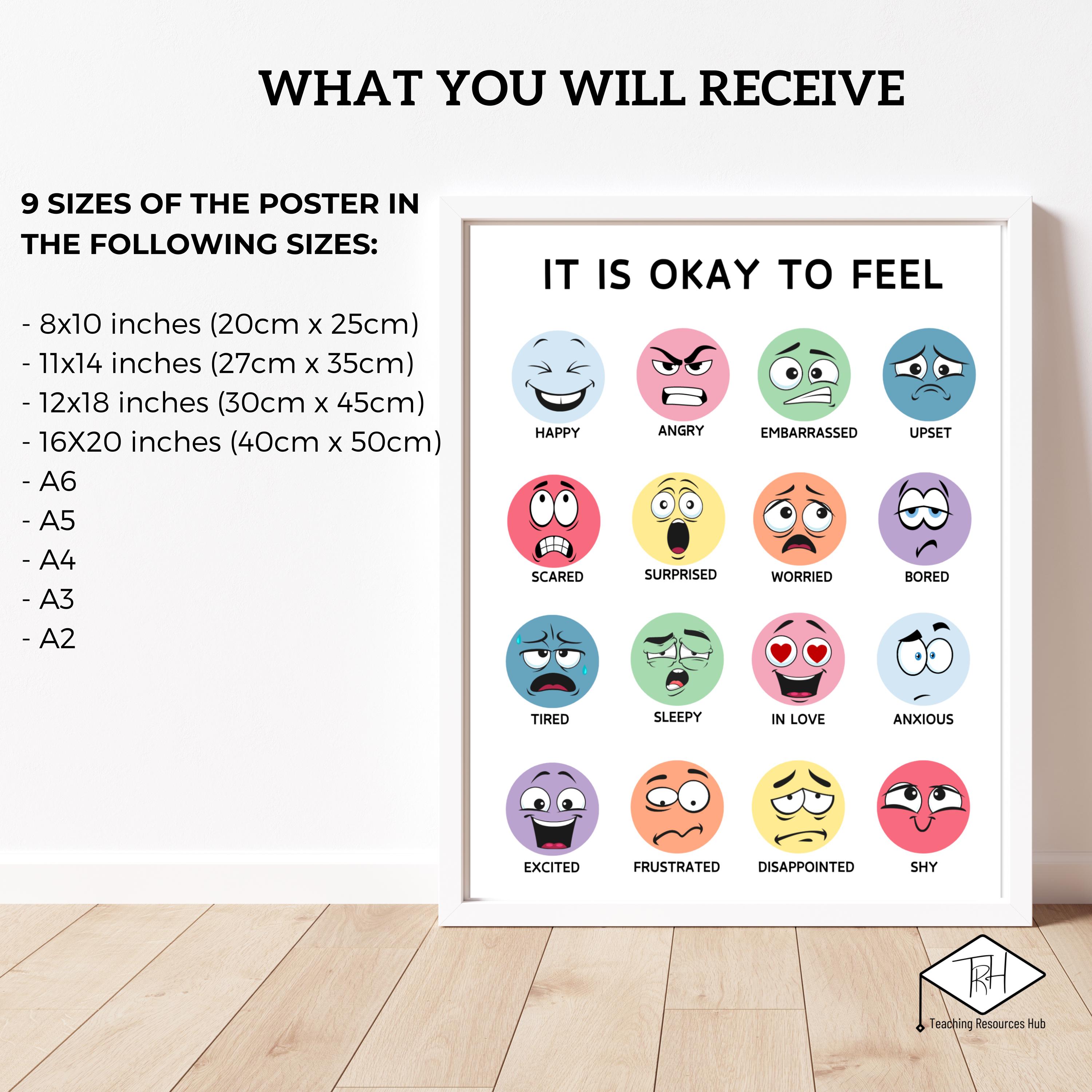 It's Okay to Feel, Boho Montessori Classroom Poster, Feelings Chart, My ...