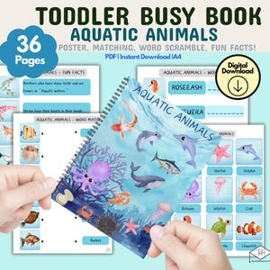 Aquatic Animals Learning Pack - Montessori Busy Book, Educational ...