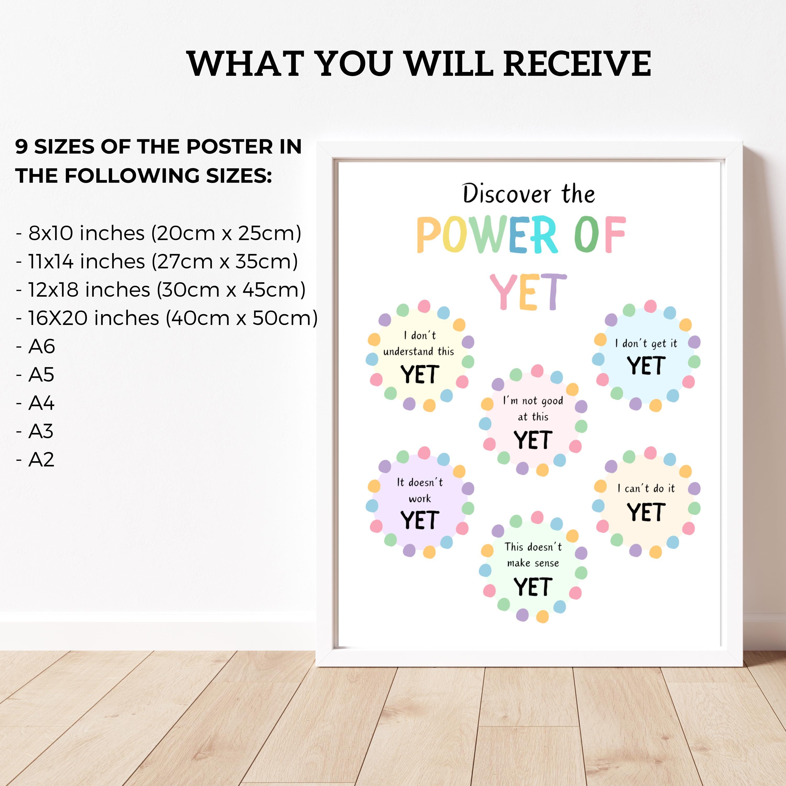 The Power of yet Growth Mindset Poster, Printable Educational Classroom ...