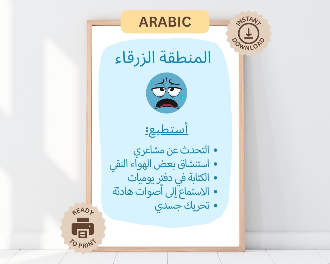 Blue Zone of Regulation Arabic Poster + Actions, Printable Educational ...