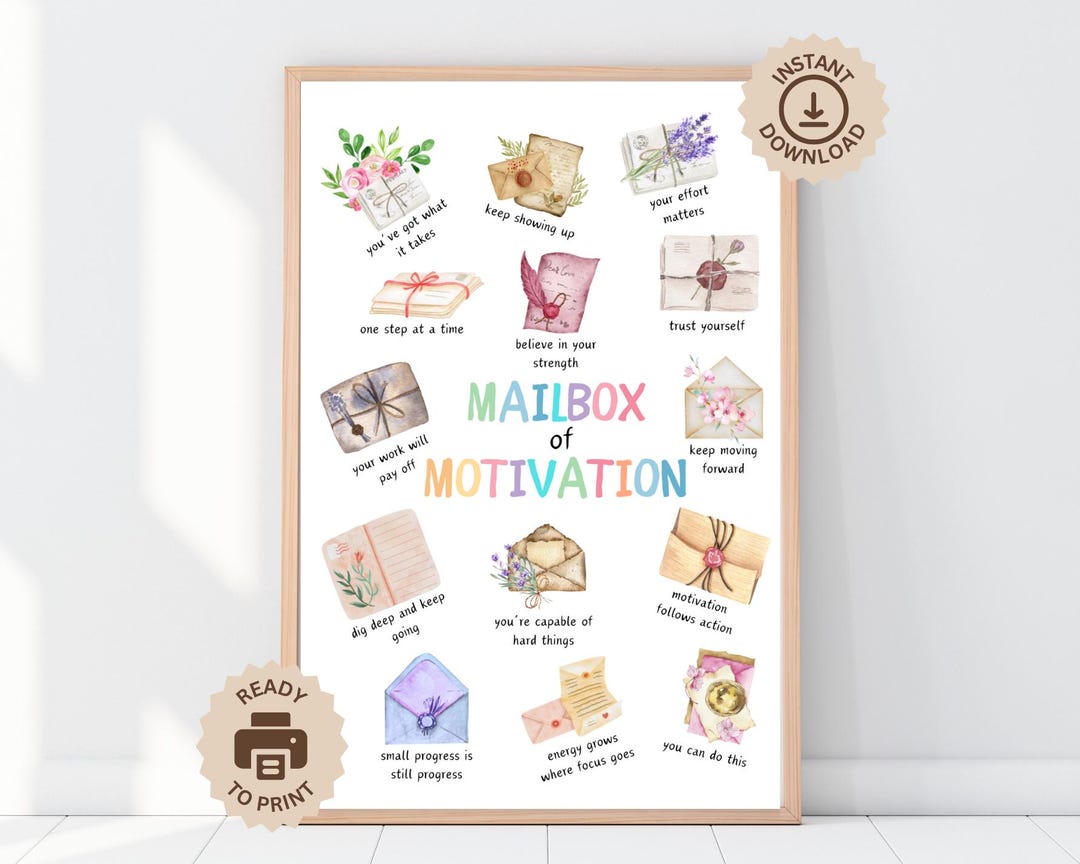 Mailbox of Motivation Poster, Therapy Office Counselor Decor, Growth ...