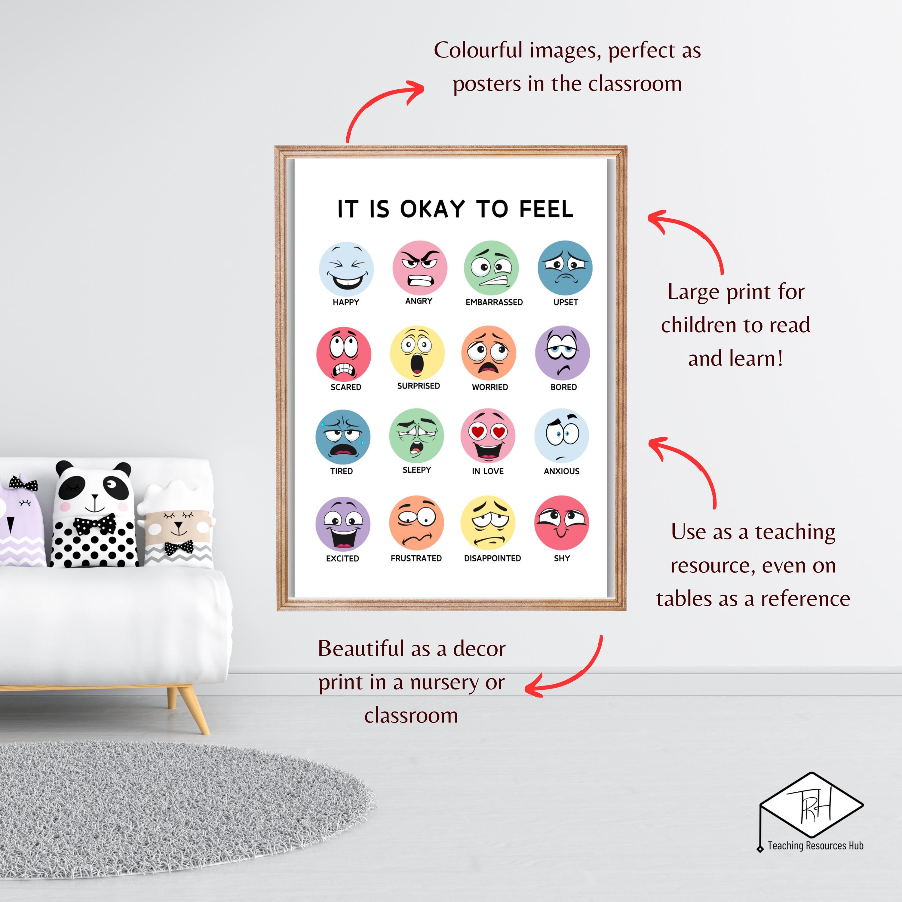 It's Okay to Feel, Boho Montessori Classroom Poster, Feelings Chart, My ...