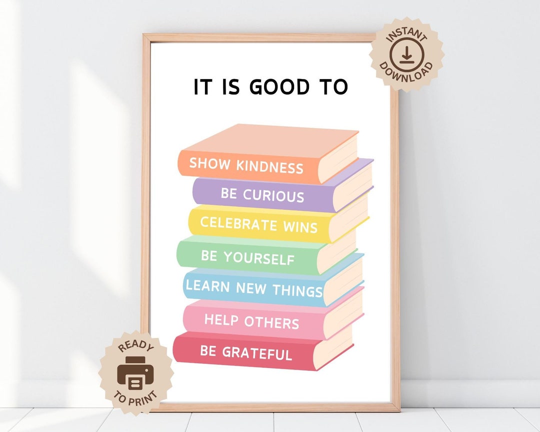 It is Good to Poster, Printable Educational Playroom Posters, Boho ...