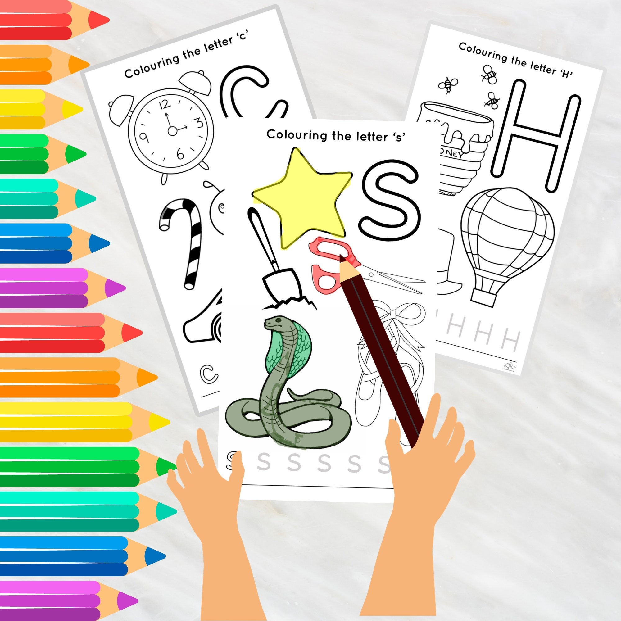 Phonics Alphabet Letter S Colouring Printable Coloring Pages A4 Toddler ...