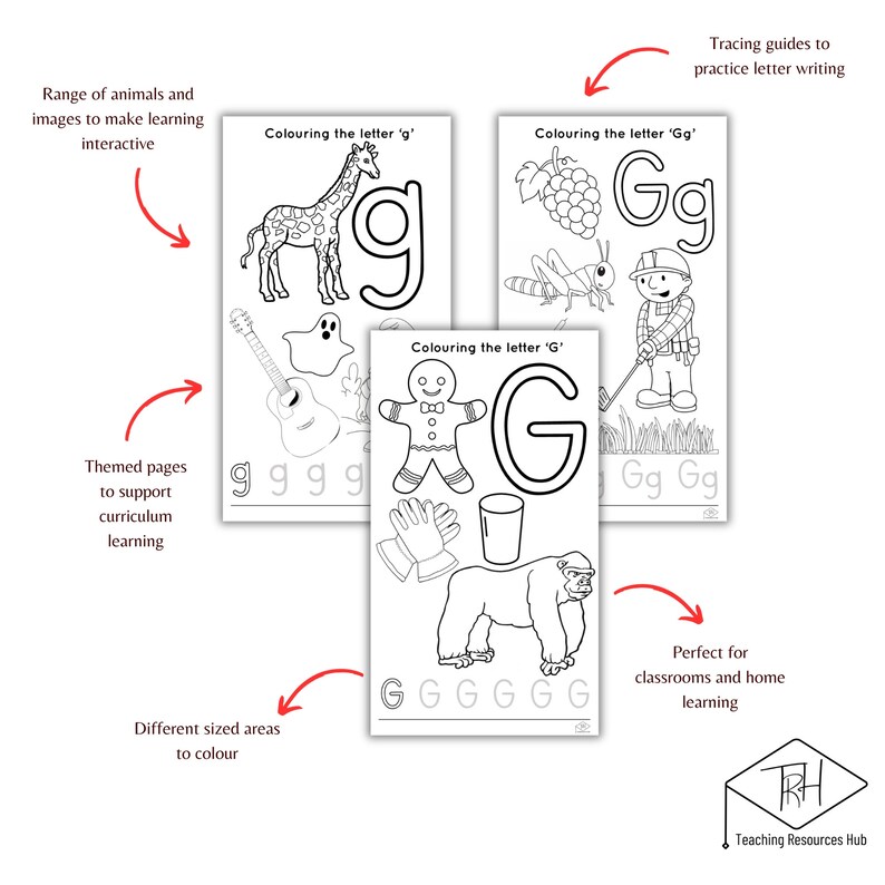 Phonics Alphabet Letter G Colouring Printable Coloring Pages - Etsy