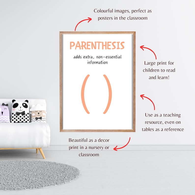 Parenthesis Punctuation Poster, English Classroom Decor, Educational ...