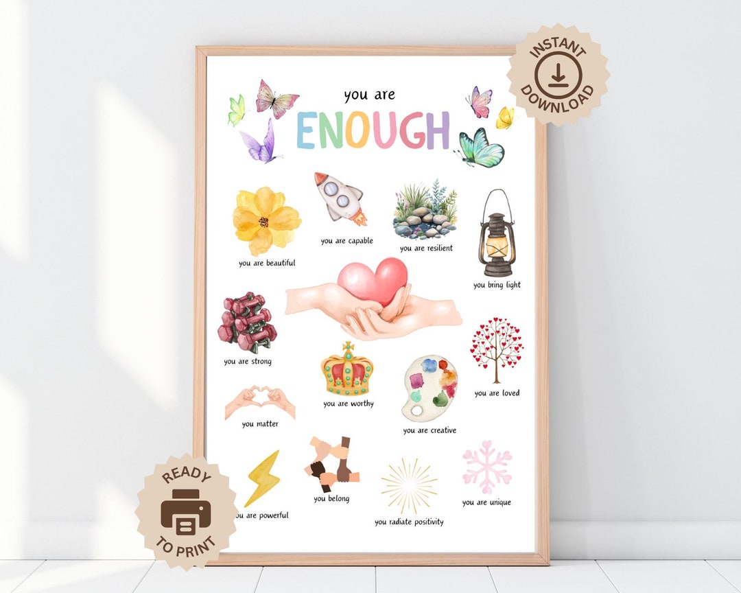 You Are Enough Poster, Therapy Office Counselor Decor, Growth Mindset ...