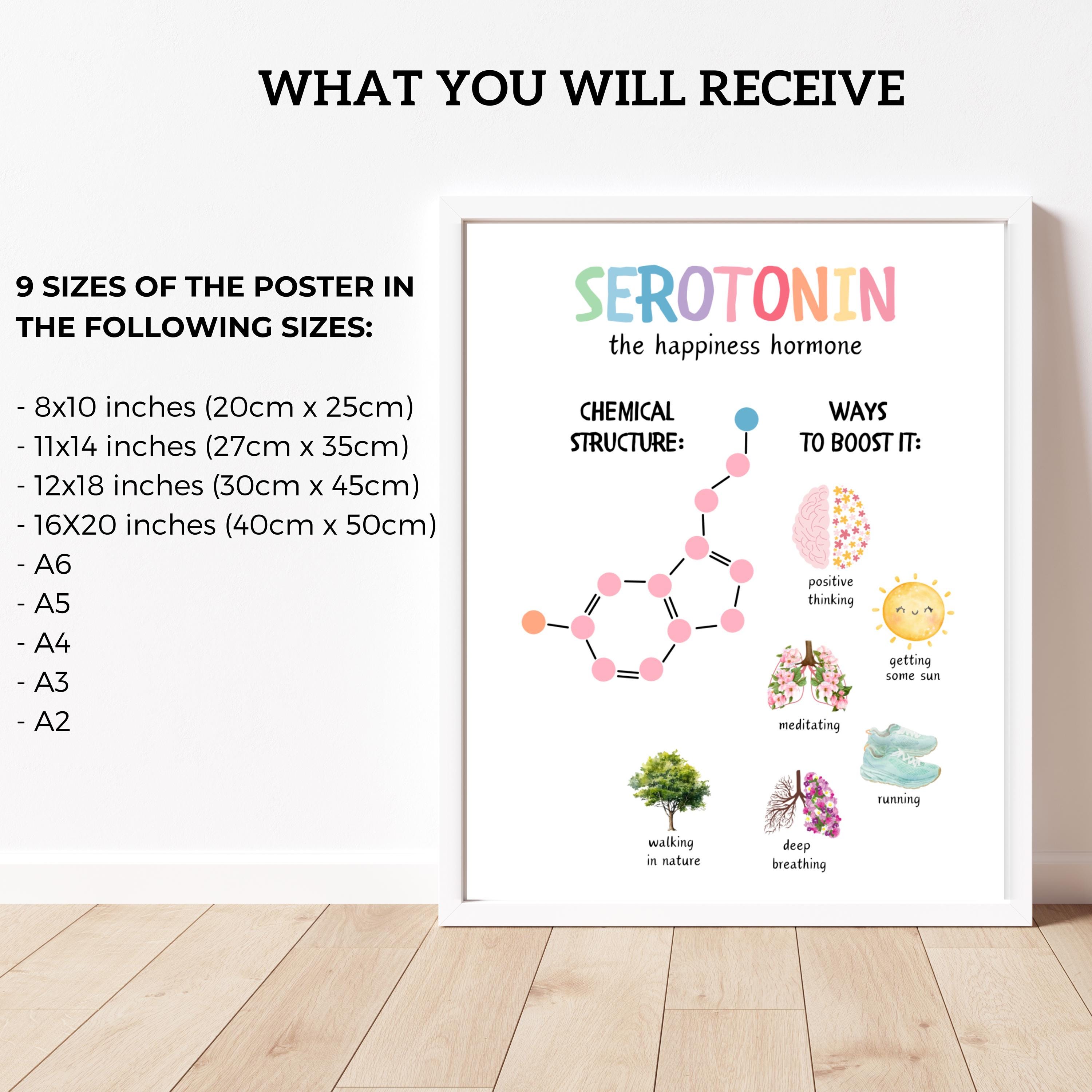 Serotonin Poster, Happy Chemicals Poster, Counselor Office Decor ...