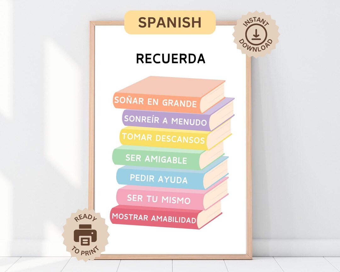 Remember to Spanish Poster, Printable Educational Playroom Posters ...