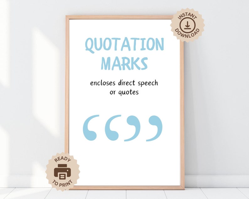 Quotation Marks Punctuation Poster, English Classroom Decor ...