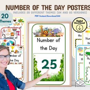 Number of the Day Posters/classroom Display 20 THEMES: Maths Fun ...