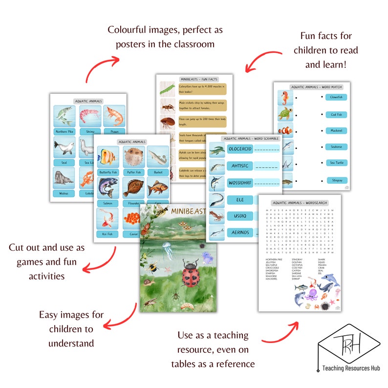 Aquatic Animals Learning Pack - Montessori Busy Book, Educational ...