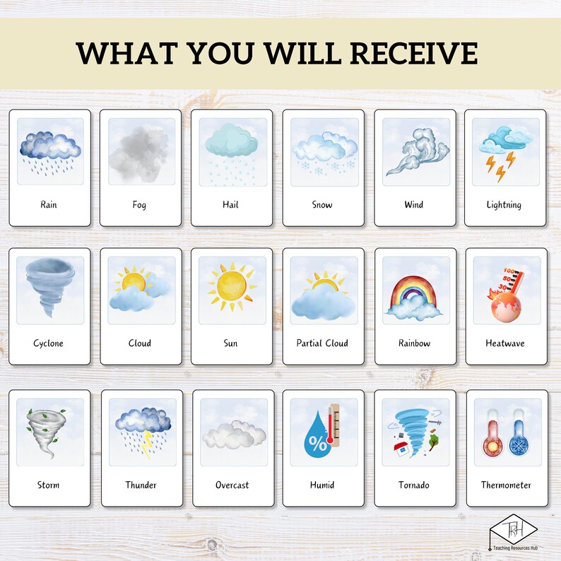 The Weather Toddler Flashcards Learning Pack - Montessori Materials ...