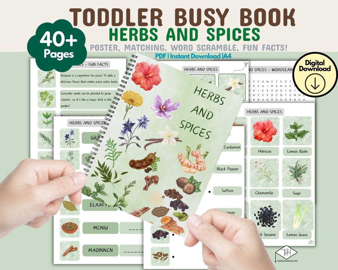 Herbs and Spices Toddler Busy Book Learning Pack - Montessori Materials ...