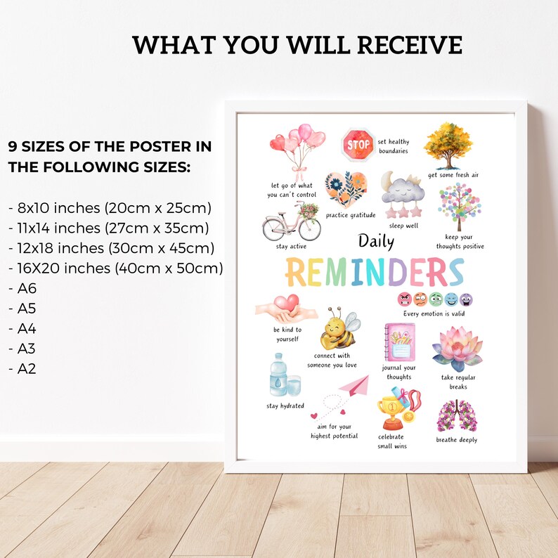 Daily Reminders Poster, Therapy Office Decor, Positive Affirmations ...