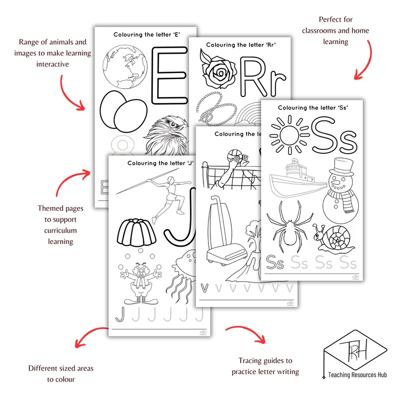 Alphabet A-Z 78 Pages Printable Coloring Pages, A4 Toddler Preschool ...