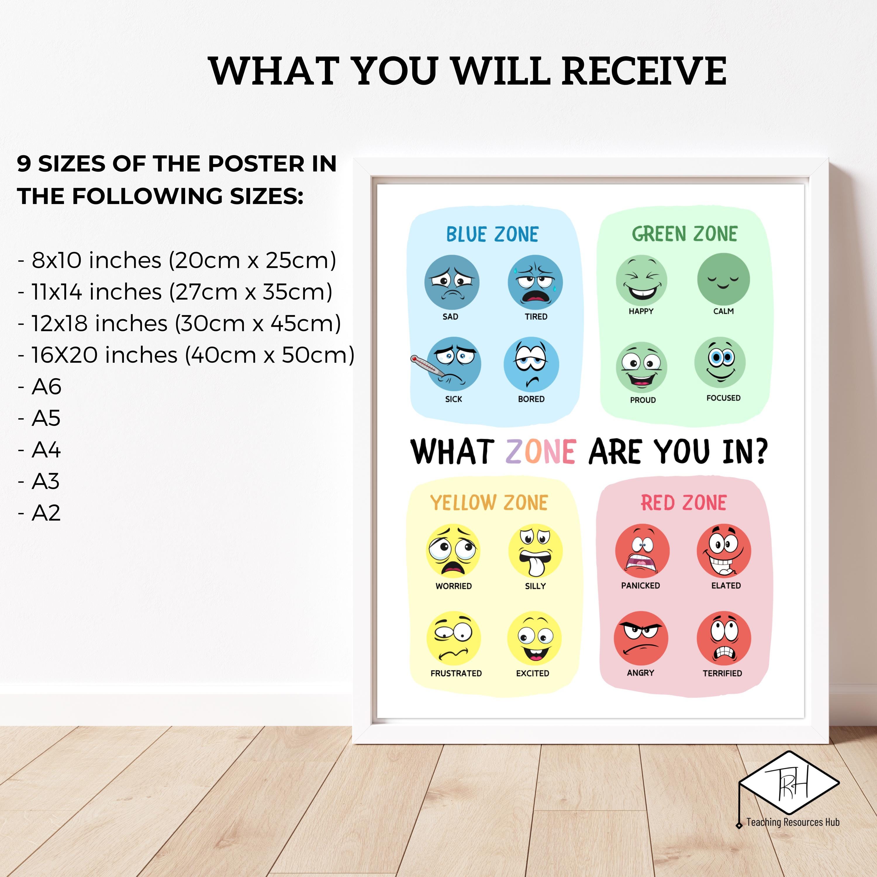 Zones of Regulation Poster, Printable Educational Office Poster, Boho ...