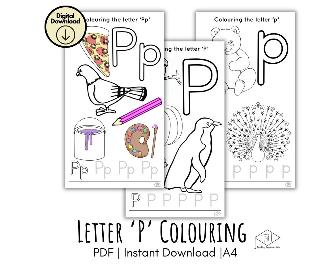 Phonics Alphabet Letter P Colouring Printable Coloring Pages A4 Toddler ...
