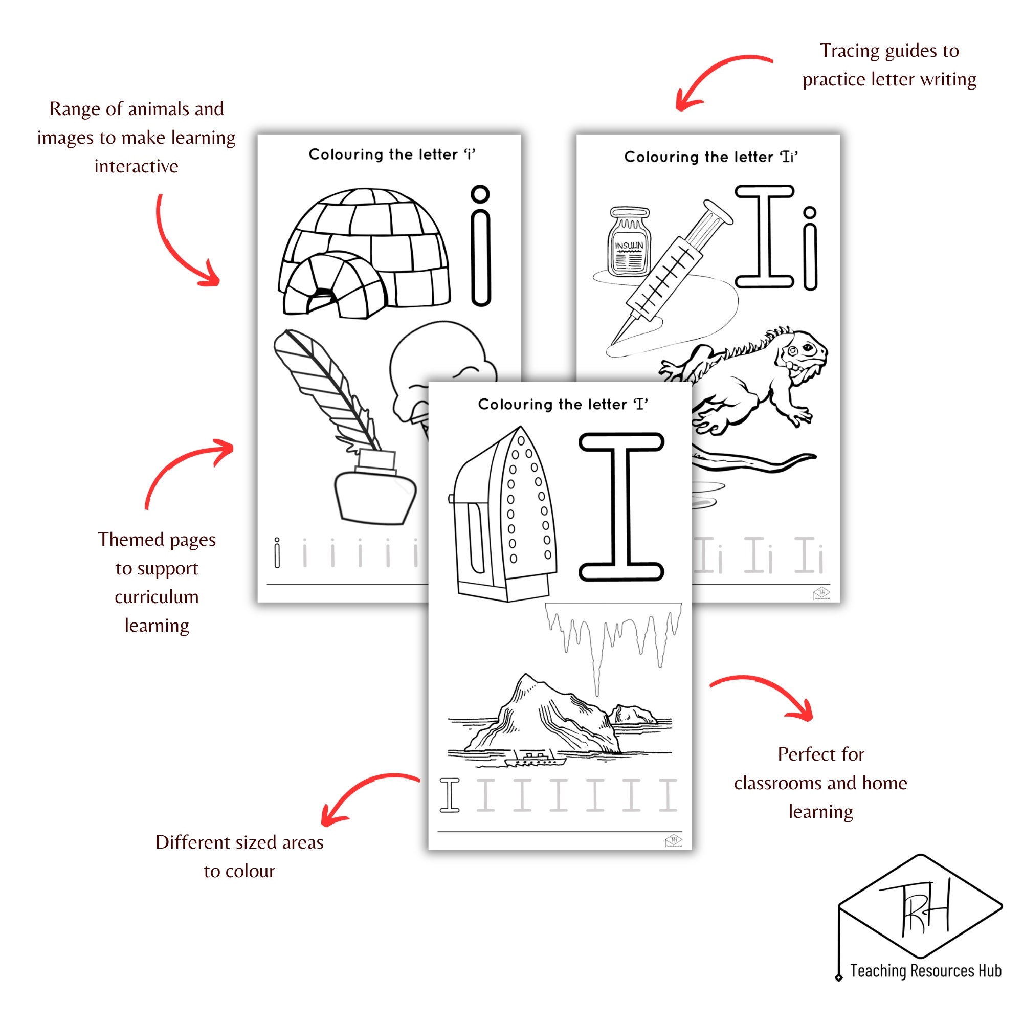 Phonics Alphabet Letter I Colouring Printable Coloring Pages A4 Toddler ...