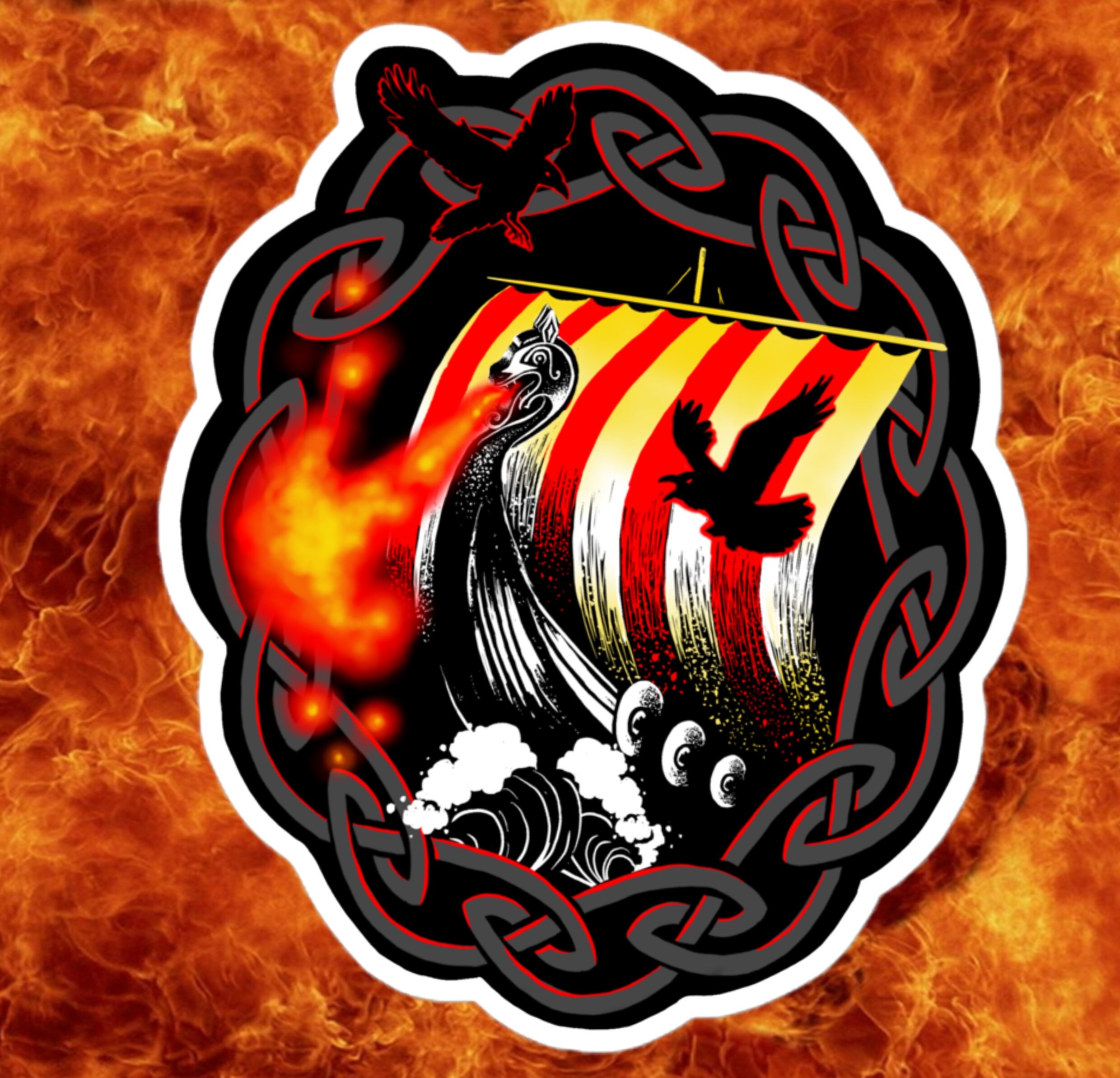 Viking Ship Sticker | Flaming Ship Sticker | Viking Sticker | Tattoo ...